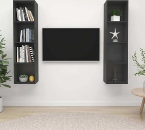 vidaXL Nástěnné TV skříňky 2 ks dřevotříska [3079865] Barva: černá s vysokým leskem