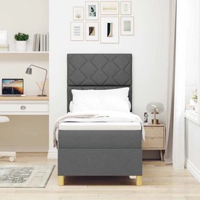 Postel s boxspringem s čelo Tmavě šedá 80 x 200 cm textil 3339652
