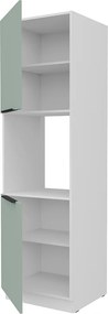 ARIA sb | vysoká skříňka 60 DP-210 2F na vestavnou troubu | 60 cm | ANTI FINGERPRINT povrch | bílá/aquamarine