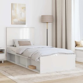 Rám postele s čelo Bílá 75 x 190 cm Masivní borové dřevo 3409417