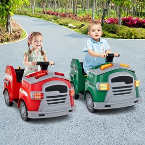 Costway Dětské hasičské pojízdné auto 12 V hasičské auto s lopatou a hasicím