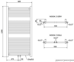 Mexen Mars, topné těleso 1200x600 mm, 487 W, chromová, W110-1200-600-00-01