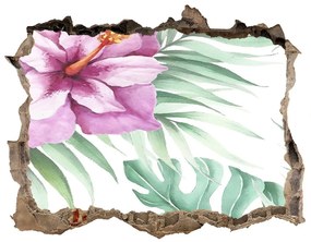 Wallmuralia Nálepka 3D díra na zeď Hawajské květiny 95x64 cm