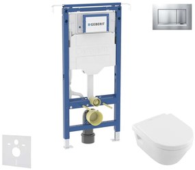 Geberit Duofix - Set předstěnové instalace, klozetu a sedátka Villeroy Boch, tlačítka Sigma20, DirectFlush, SoftClose, CeramicPlus, matný chrom/chrom SANI11CK2115