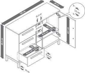 Tchibo - Komoda »Eklund« se zásuvkami a dvířky - barva: bílá