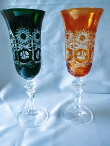 Vysoké barevné sklenice na šampaňské 150 ml, 2 ks - Vzor 2