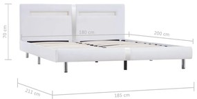 vidaXL Marketos Rám postele s LED světlem bílý umělá kůže 180 x 200 cm