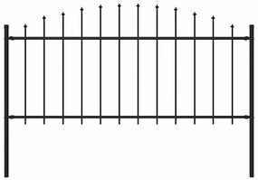 Zahradní plot Woerden s kopím nahoře ocelový 170 x 75 cm černý 144940