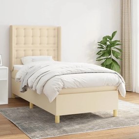vidaXL Box spring postel s matrací 90x200 cm textil [3132285] Barva: krémová