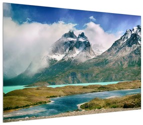 Obraz horské krajiny s řekou (100x70 cm)