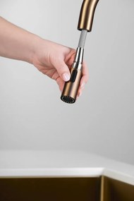 Sapho Flawo dřezová baterie stojánková s výsuvnou sprškou bez výpusti měď mat FR576PG
