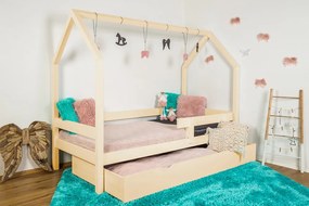 MAXIDO Dětská postel domeček Snílek s přistýlkou 200x140 přírodní