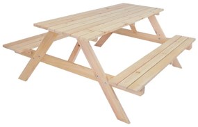 ROJAPLAST Zahradní set se sklopnými lavičkami - PIKNIK 180, dřevěný přírodní