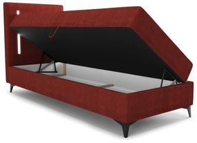 Jednolůžková postel 90 cm Ortega Comfort (červená) (s roštem a matrací, bez úl. prostoru) (s LED osvětlením). 1082684