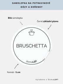 Samolepka na kořenky BRUSCHETTA bílá 5 cm základní písmo