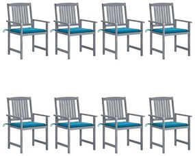Zahradní židle s poduškami 8 ks masivní akáciové dřevo šedé,  3078226