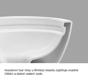 Mereo Mereo, WC závěsné kapotované, RIMLESS, 495x360x370, keramické, vč. sedátka CSS115S, VSD84S2