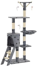 Škrabadlo pro kočky sisalové sloupky 138 cm šedé s tlapkami 170579