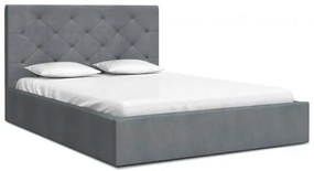 Luxusní postel MAOMA 160x200 s kovovým zdvižným roštem TMAVĚ ŠEDÁ