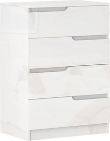 HOMCOM Moderní a minimalistická komoda se 4 šuplíky, dřevovláknitá deska, 60x40x85 cm, lesklá bílá | Aosom