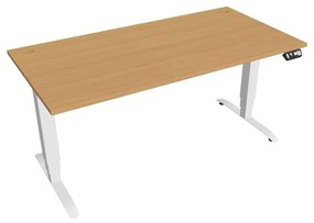Elektr. nastavitelný stůl 160x80 s pamětí - HOBIS MOTION MS 3M 1600 Dekor stolové desky: buk, Barva kovové podnože: bílá