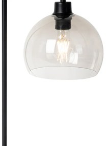 Moderní stolní lampa černá s efektem kouřového skla - Maly