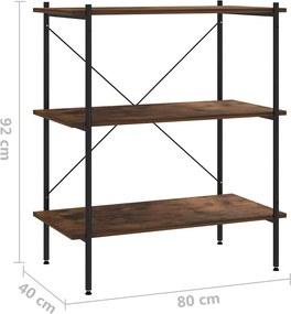 Policový regál se 3 policemi černý a přírodní 80 x 40 x 92 cm 336341
