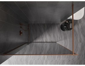 Mexen Kioto-F, sprchová zástěna s rámem 80 x 202 cm, 8 mm šedé sklo, profil měděná matná, 800-080-104-65-40