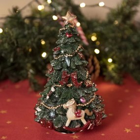 Hrací kolotoč vánoční stromeček s houpacím koníkem - Ø 12*19 cm