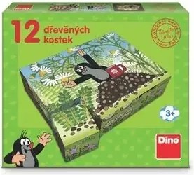 DINO Krtek a přátelé / Kubus dřevěné kostky / 12 dílků / od 3 let