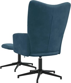 Relaxační křeslo se stoličkou modré samet 328116