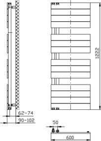 Aqualine MILI otopné těleso 600 x 1222 mm černá mat DC626T