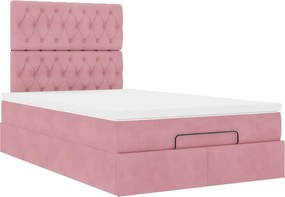 Osmanský rám postele s matracemi růžová 120x200cm samet 3313540