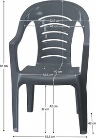 Kondela Zahradní stohovatelné křeslo, antracit, KESIA