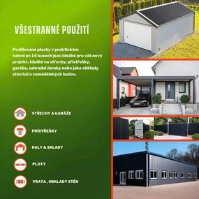 Trapézový plech ARON, sada 14ks, 110×46cm, antracitová Gardebruk