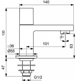 Ideal Standard Extra - Stojánkový ventil na studenou vodu, chrom BD521AA