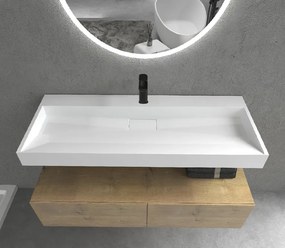 CERANO - Umyvadlo z litého mramoru Vita - nástěnné i na desku - otvor pro baterii - bílá matná - 120x46 cm, CER-CER-8050BD6941