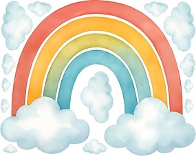 Akvarelová duha samolepky na zeď arch 100 x 80 cm