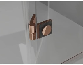 Mexen Lunar, L půlkruhový výklopný sprchový kout 90 x 90 cm, 8mm čiré sklo, profil růžové zlato, 833L-090L-090P-60-00