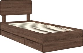 Rám postele se zásuvkou Hnědý dub 75 x 190 cm Dřevěný materiál 3412240