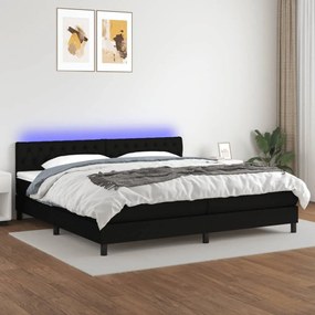 Box spring postel s matrací a LED černá 200x200 cm textil,  3133423 HangarStore.cz