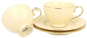 Porcelánový šálek na noze s podšálkem Ecru Nina 220 ml sada 2ks
