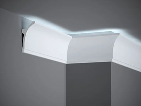 Stropní LED osvětlovací lišta, NEPŘÍMÉ OSVĚTLENÍ, tvrdý plast ProFoam® (polyuretan), základní bílý nátěr (přetíratelný), 100 x 50 x 2000 mm