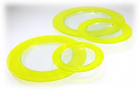 BDK-GLASS Kulaté talíře BAND - se žlutým okrajem Průměr: 20cm