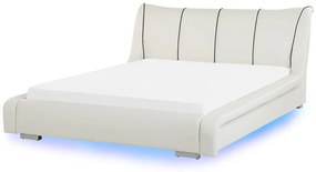 Kožená postel  LED 160 x 200 cm bílá NANTES Beliani
