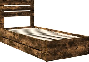 Rám postele s čelo Kouřový dub 75 x 190 cm Inženýrské dřevo 3411542