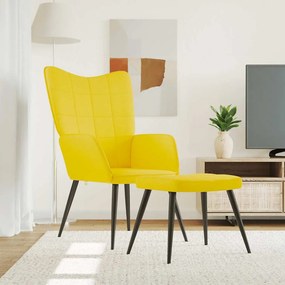 Relaxační židle se stoličkou hořčicová textil 327959