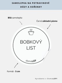 Samolepka na kořenky BOBKOVÝ LIST bílá 5 cm základní písmo