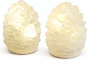 LED skleněná dekorace, šišky, sada 2 kusy, matné