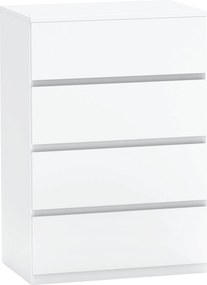 HOMCOM komoda Příborník se 4 zásuvkami, výklopná kancelářská skříň v bílé barvě, 55 x 33 x 80 cm, ideální pro obývací a pracovní prostory